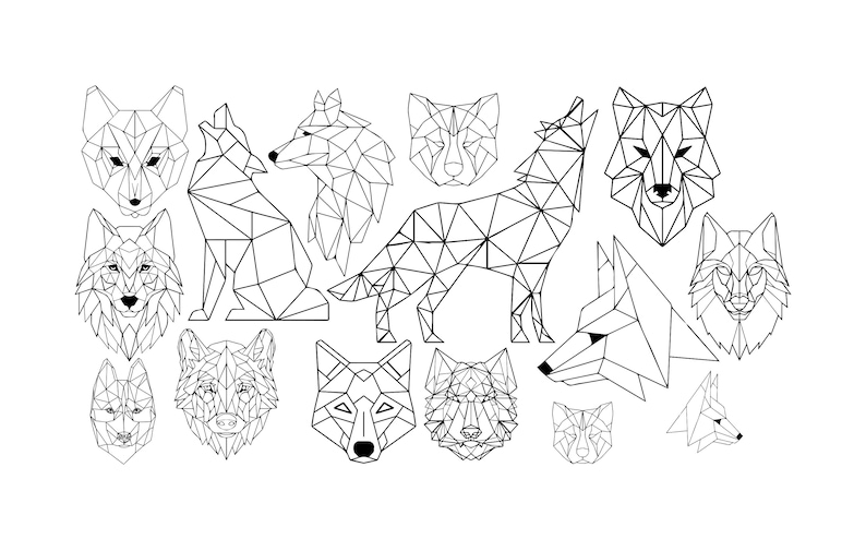 Wolf SVG, EPS, AI Bundle, 15 Wolf, Polygonal Wolf, Geometric Wolf ...
