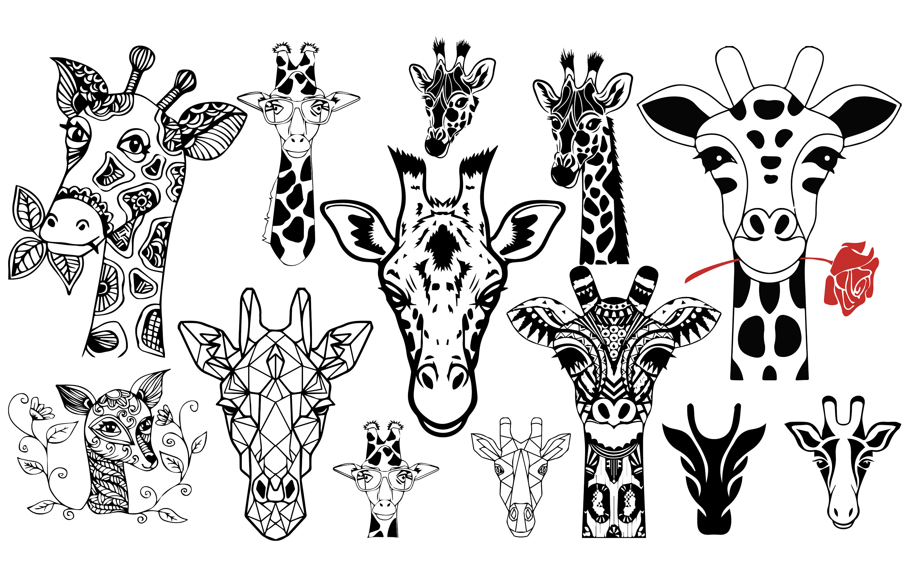 Imágenes prediseñadas de jirafa, paquete SVG de 13 jirafas, jirafa ...