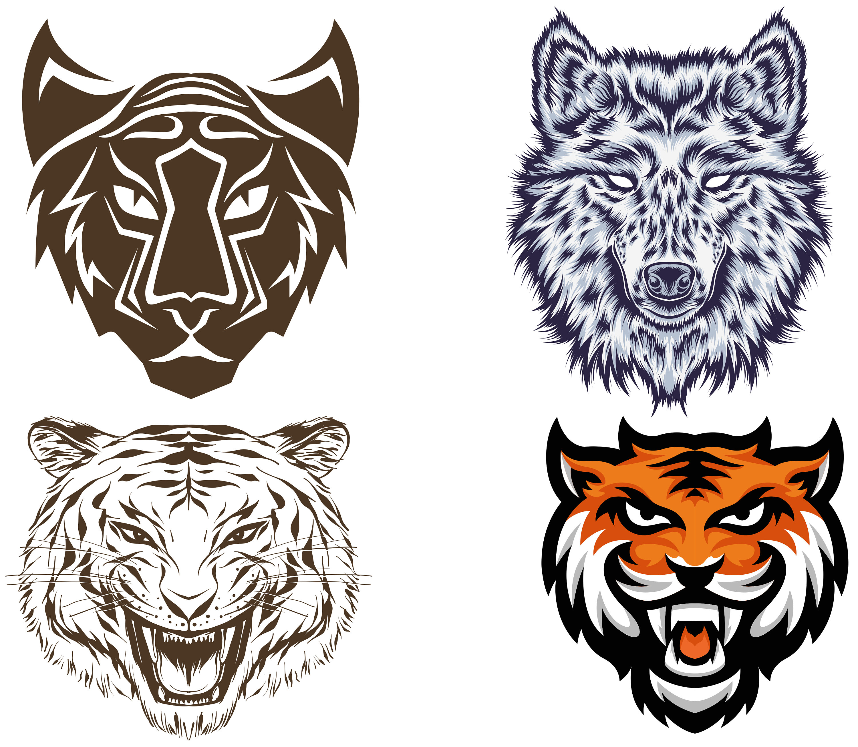 Tigers Portrait 4 Tigers SVG Watercolor Tiger Designs - Etsy