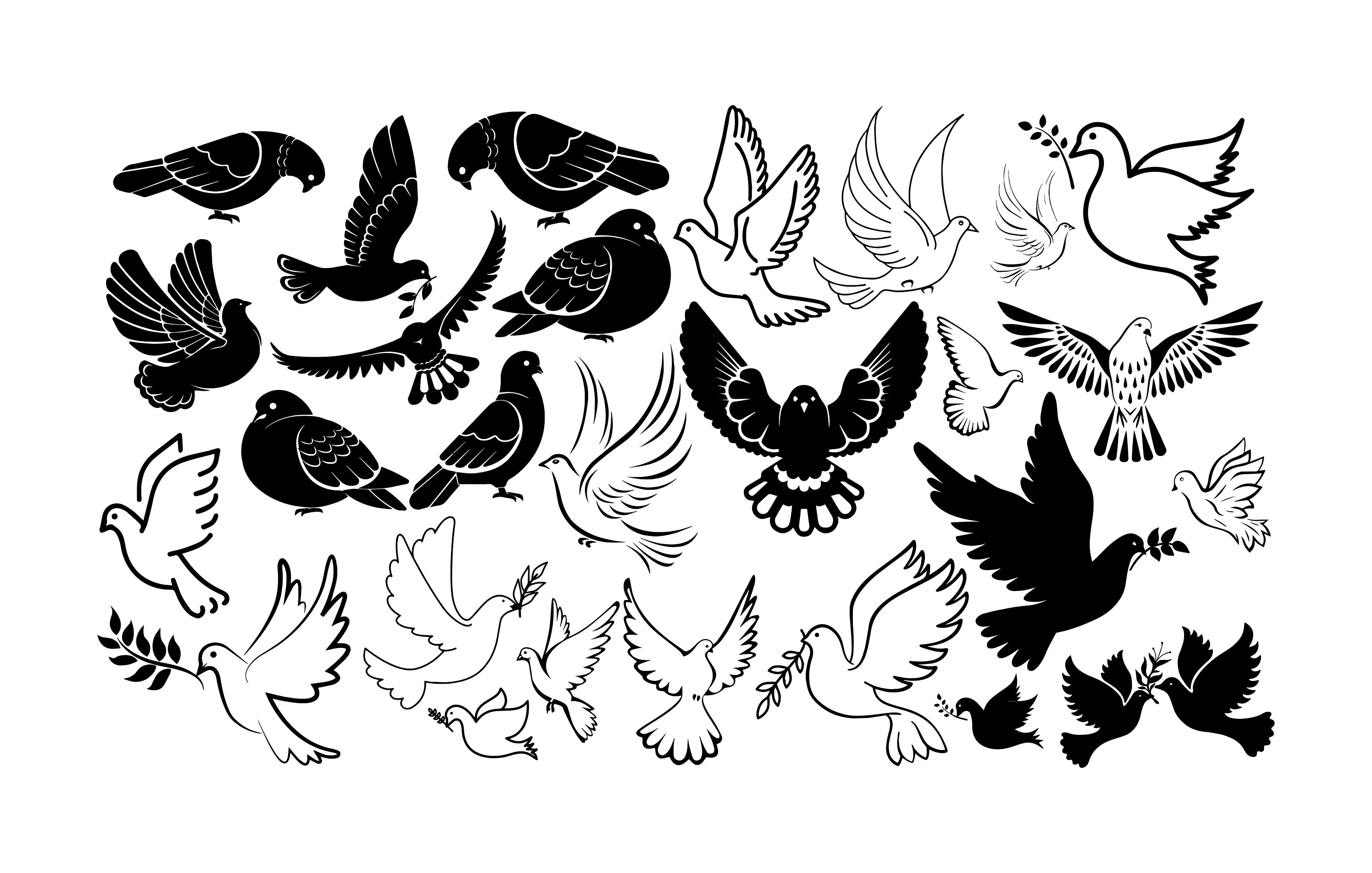 28 Pigeon Designs, SVG, EPS, Adobe Illustrator Editable Files, Pigeon ...