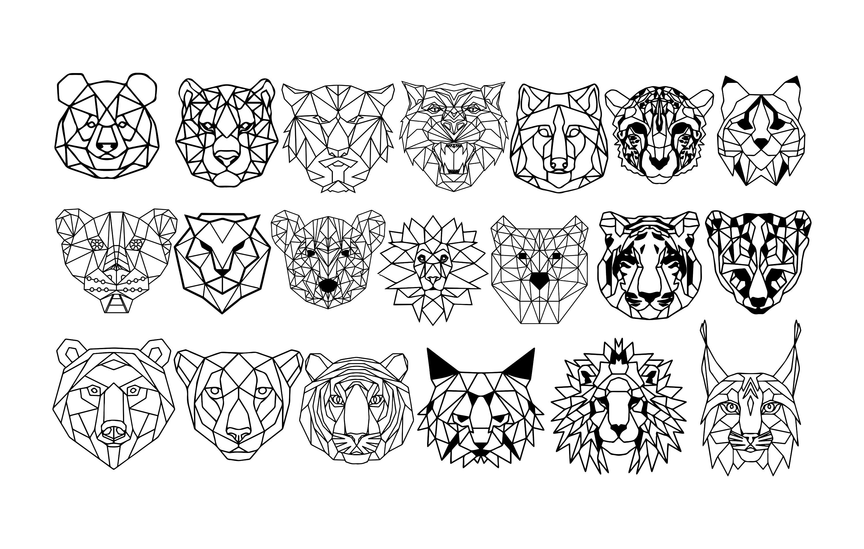 20 Polygon Tigers, SVG, EPS, Adobe Illustrator Editable Files ...