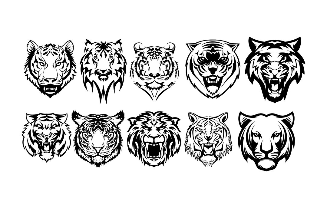 10 Tiger SVG, EPS, Vector Files, Tiger Portrait, Tiger Clipart, Tiger ...