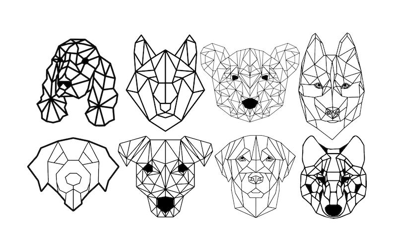 Polygonal Dogs, SVG, EPS, Adobe Illustrator Files, 8 Geometric Dogs ...
