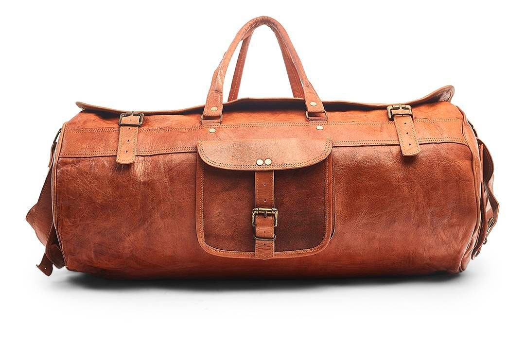 24 Personalised Handmade square goat Leather Duffel Bag | Etsy