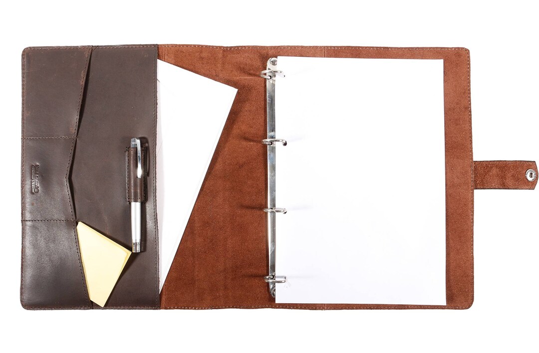 Personalized Leather A4 Ring Binder, Retro Leather A4 Ring Binder ...