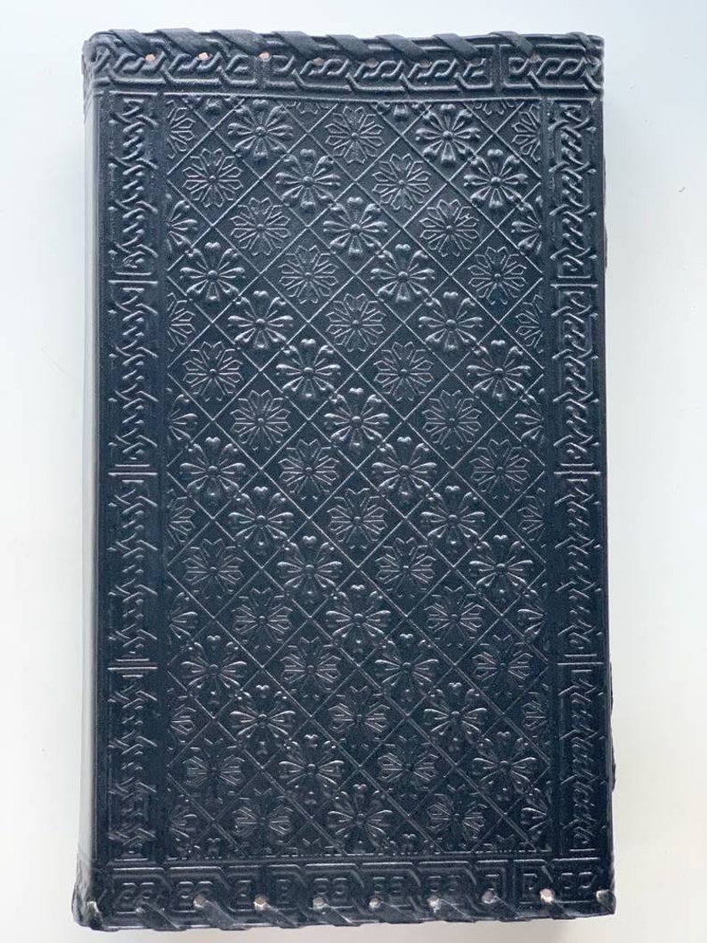 Black Leather Grimoire Spell Book Embossed Journal With Single - Etsy