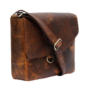 Vintage Genuine Leather Crossbody Bag for Women 10 Inch Purse Tote ...