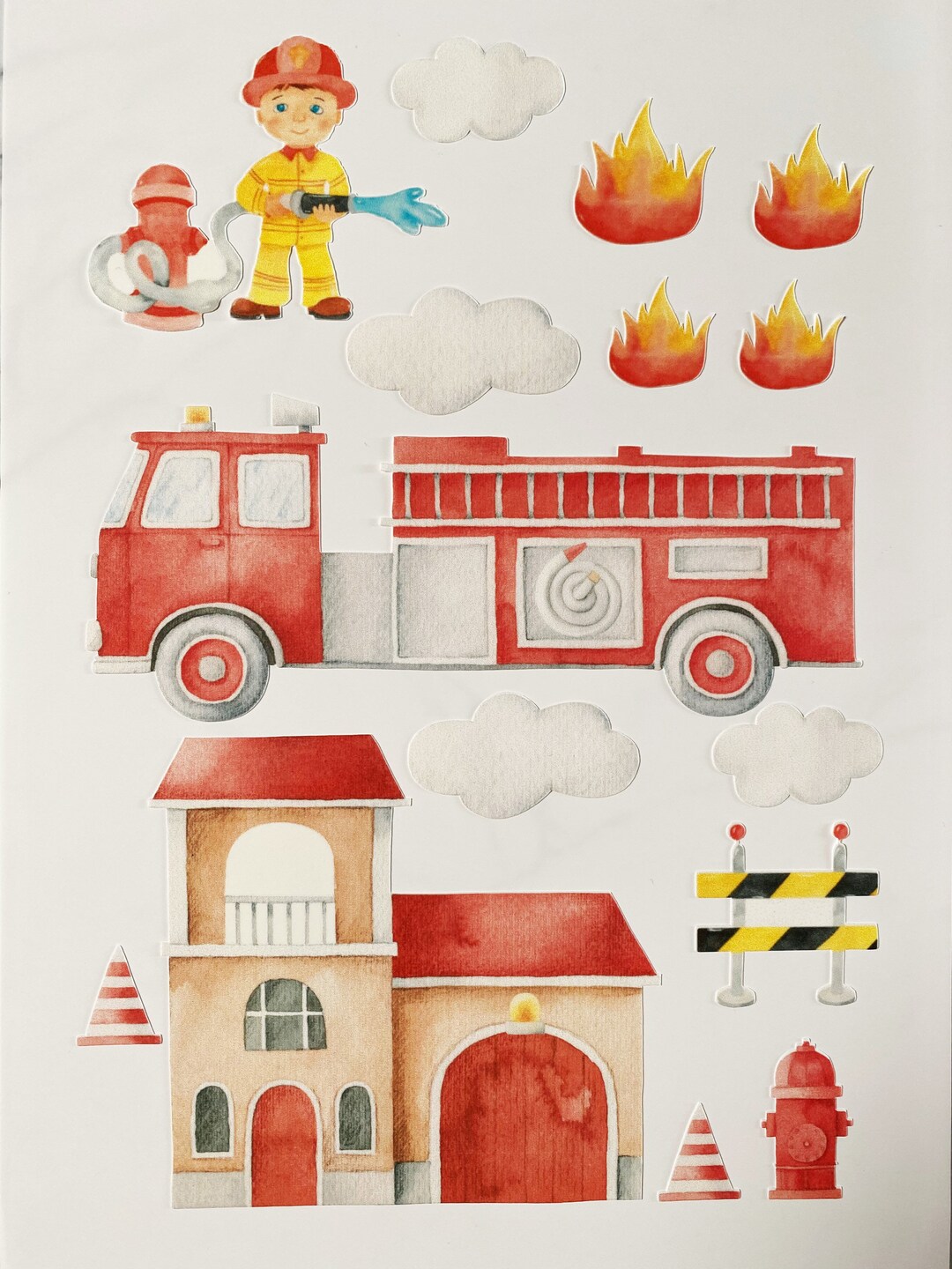 Cake Scene Pre-cut Fireman / Fire Station Edible Image Toppers - Etsy