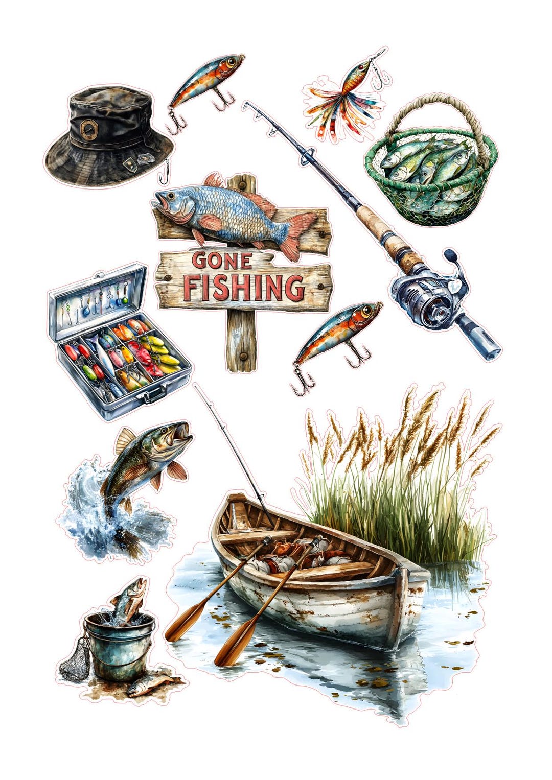 Gone Fishing Cake Scene, Fishing Cake Decoration, Fishing Theme Cake ...