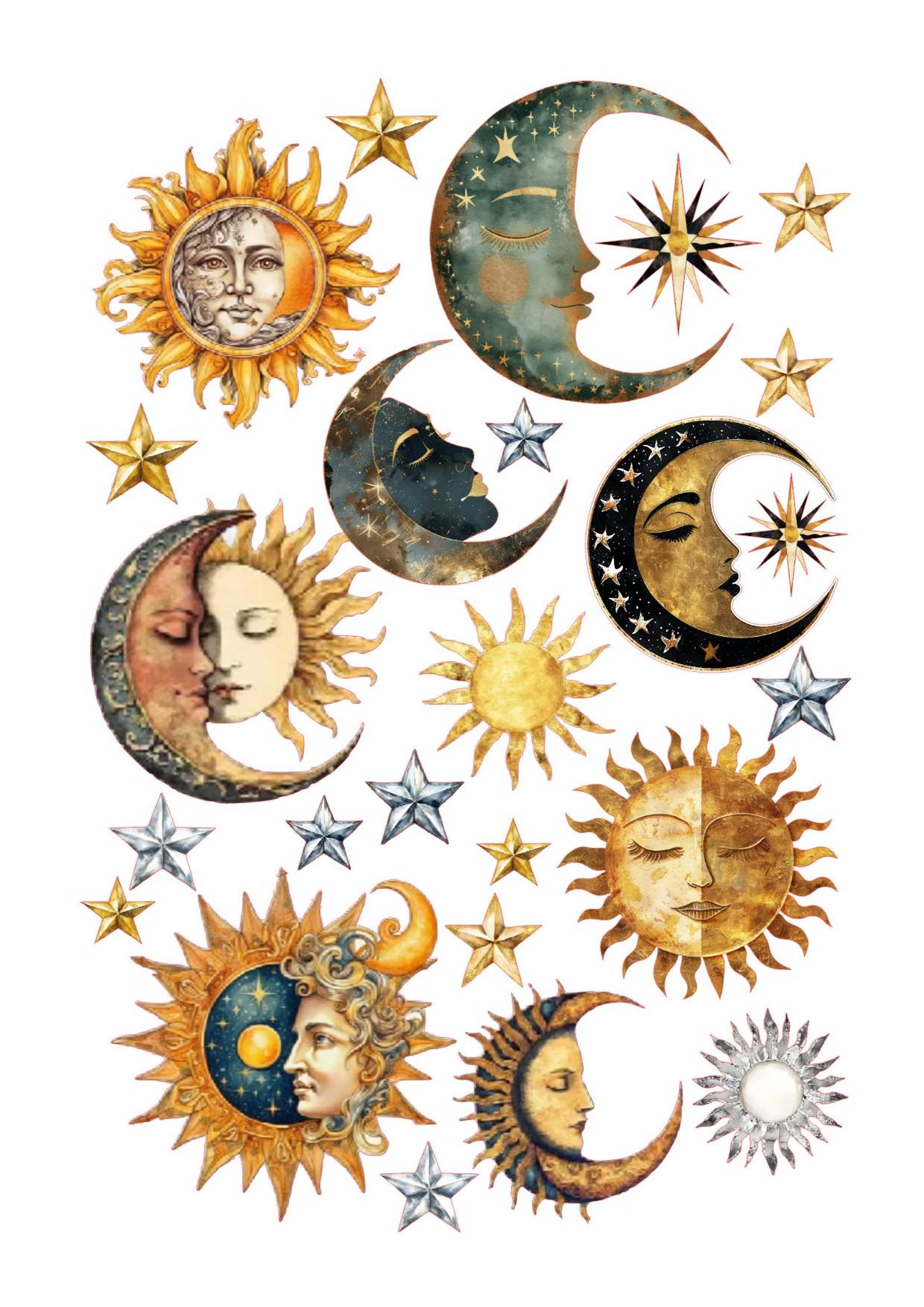 Celestial Pre Cut Edible Images for Cakes, Boho Cake Decor, Edible Sun ...