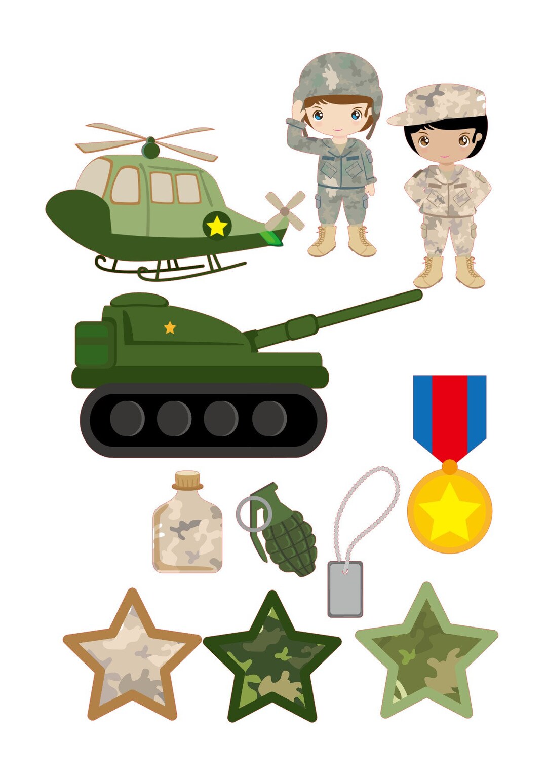Army Cake Scene Pre-cut Edible Image Toppers, Cake Topper, Army Cake ...