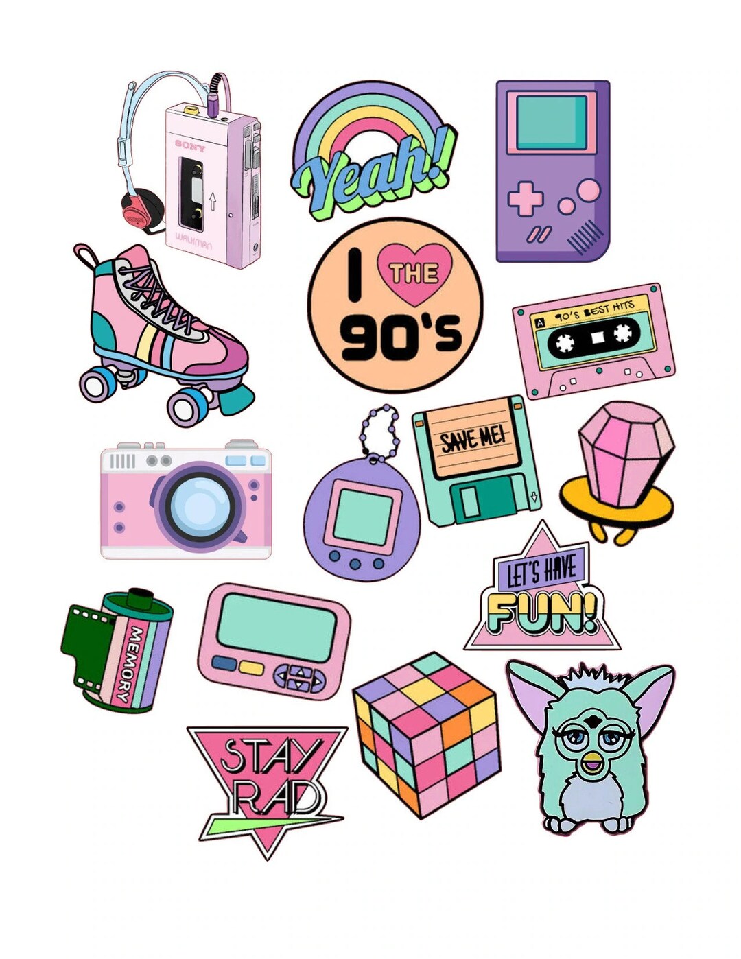 Pastel 90’s Cake Scene Pre-cut Edible Images for Cakes - Etsy