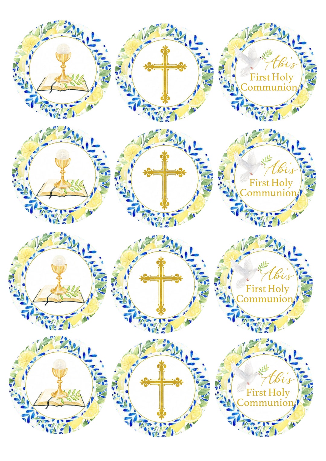 First Communion Edible Image Toppers - Etsy