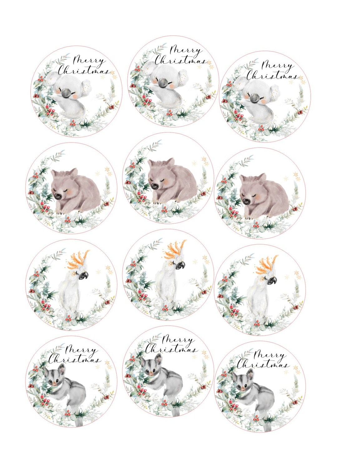 Australian Native Christmas Edible Image Toppers - Etsy