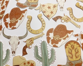 Pack of 20 Wafer Die Cut Cowboy Toppers, Edible Cowboy Toppers, Wafer ...