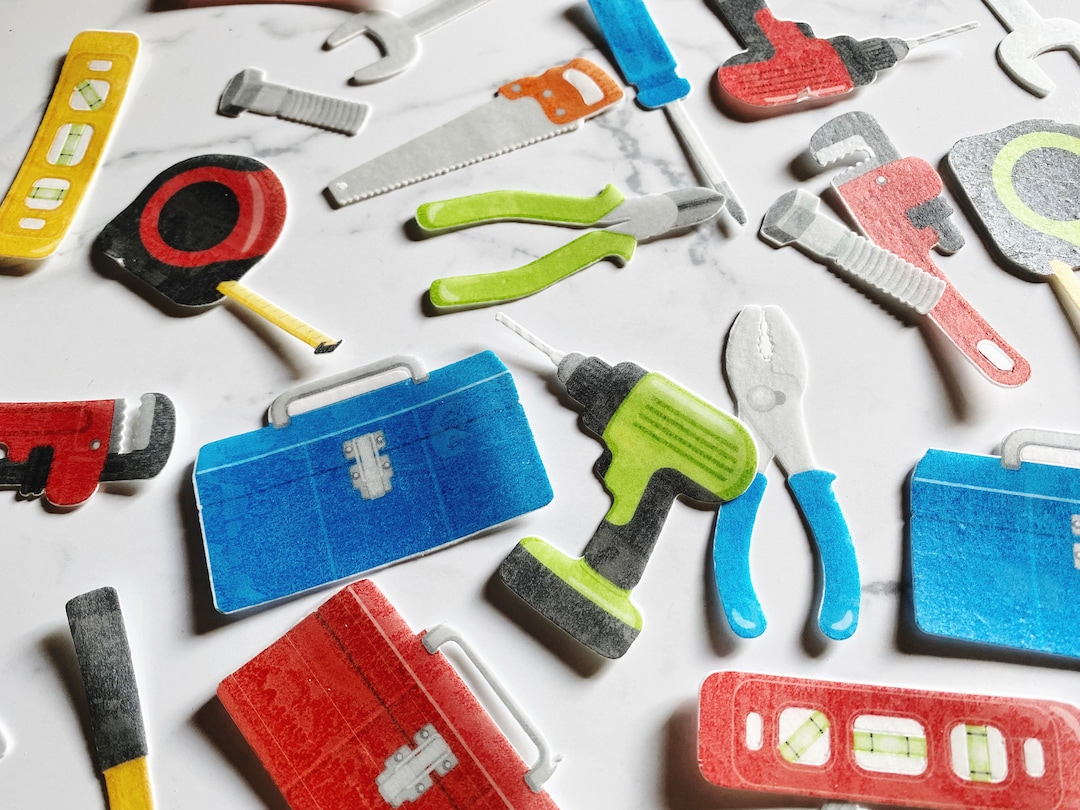 Pack of 24 Die Cut Wafer Tools, Edible Tool Kit, Tool Cupcake Toppers ...