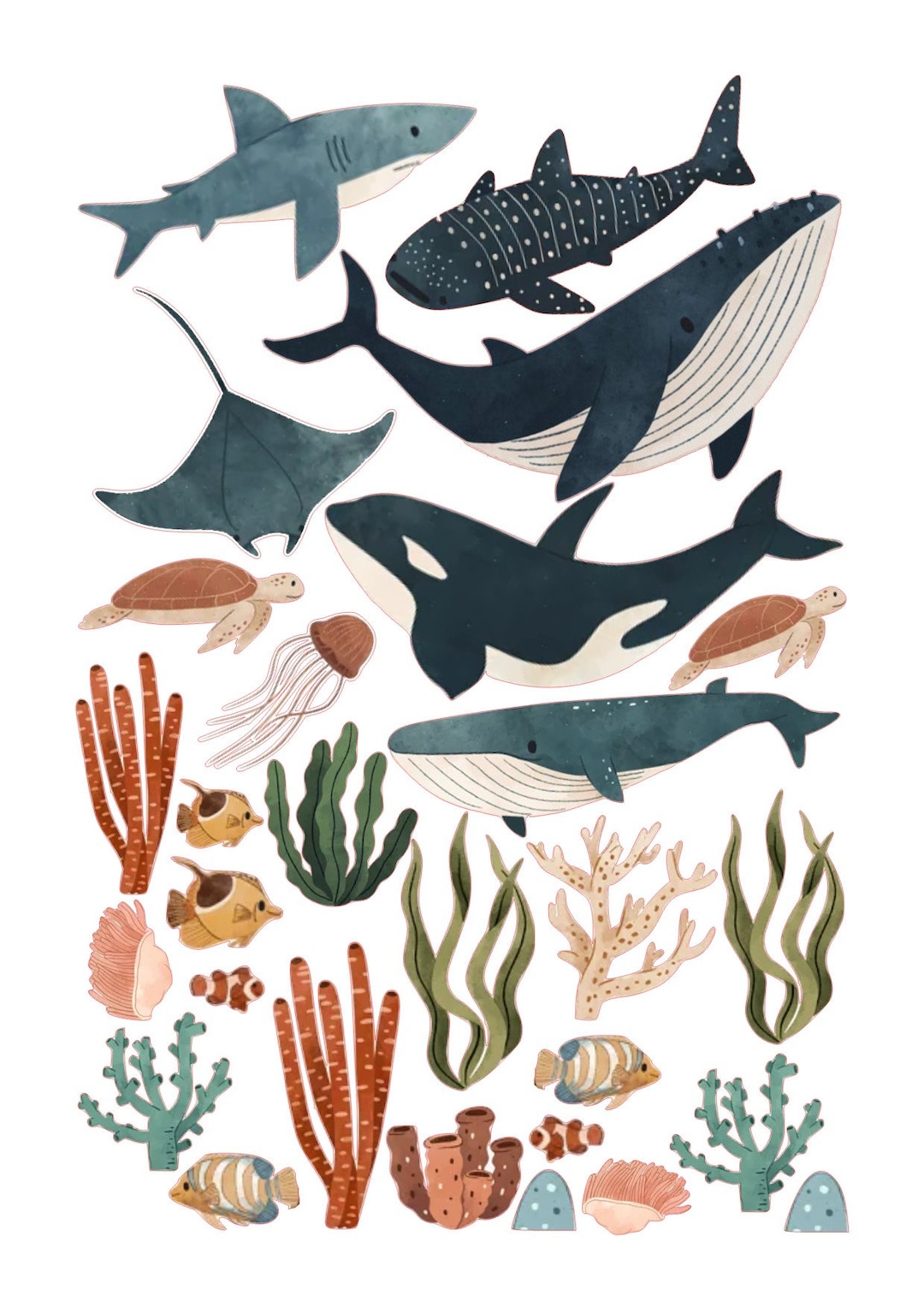 Whale Friends, Under the Sea, Ocean Animals Cake Scene Pre-cut Edible ...