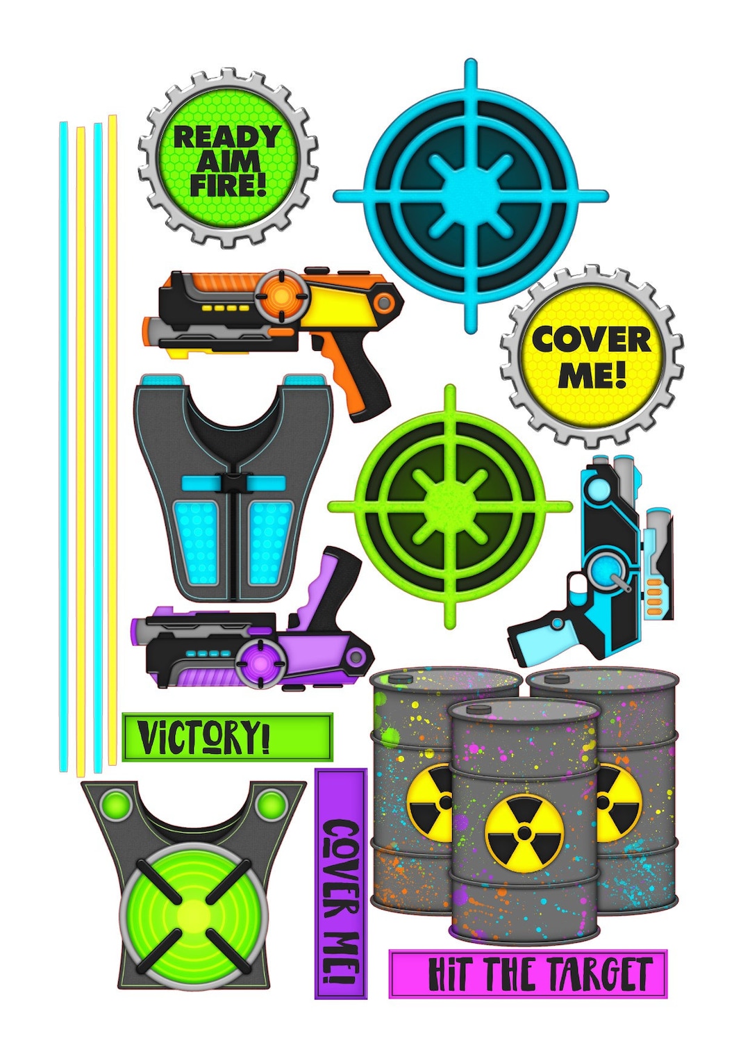 Laser Tag Cake Scene, Pre-cut Edible Images, Laser Tag Cake, Laser Tag ...