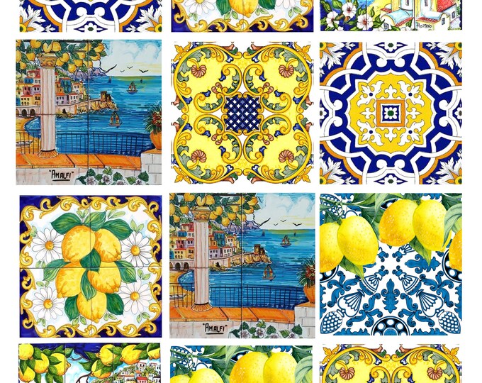 1767 1 Amalfi Coast Blue 8x8 6 X 6 or 4.25 X 4.25 Satin Finish White ...