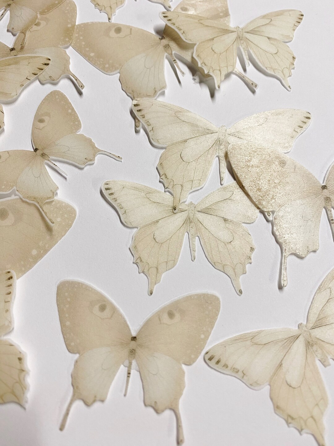 Pack of 18 Beige Wafer Paper Die Cut Butterflies, Edible Butterflies ...