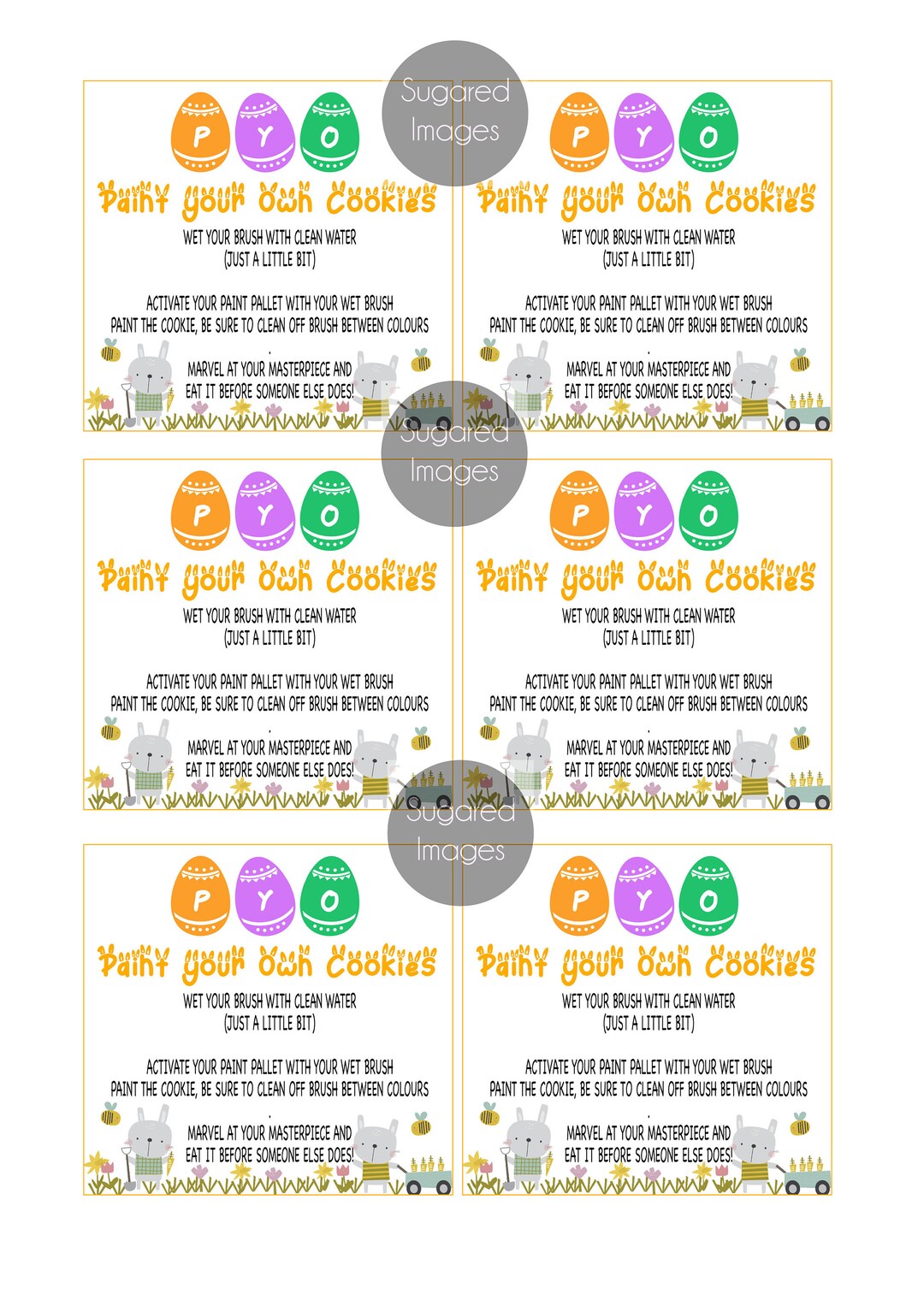 PYO Easter Theme Cookie Instruction Cards - Etsy Australia