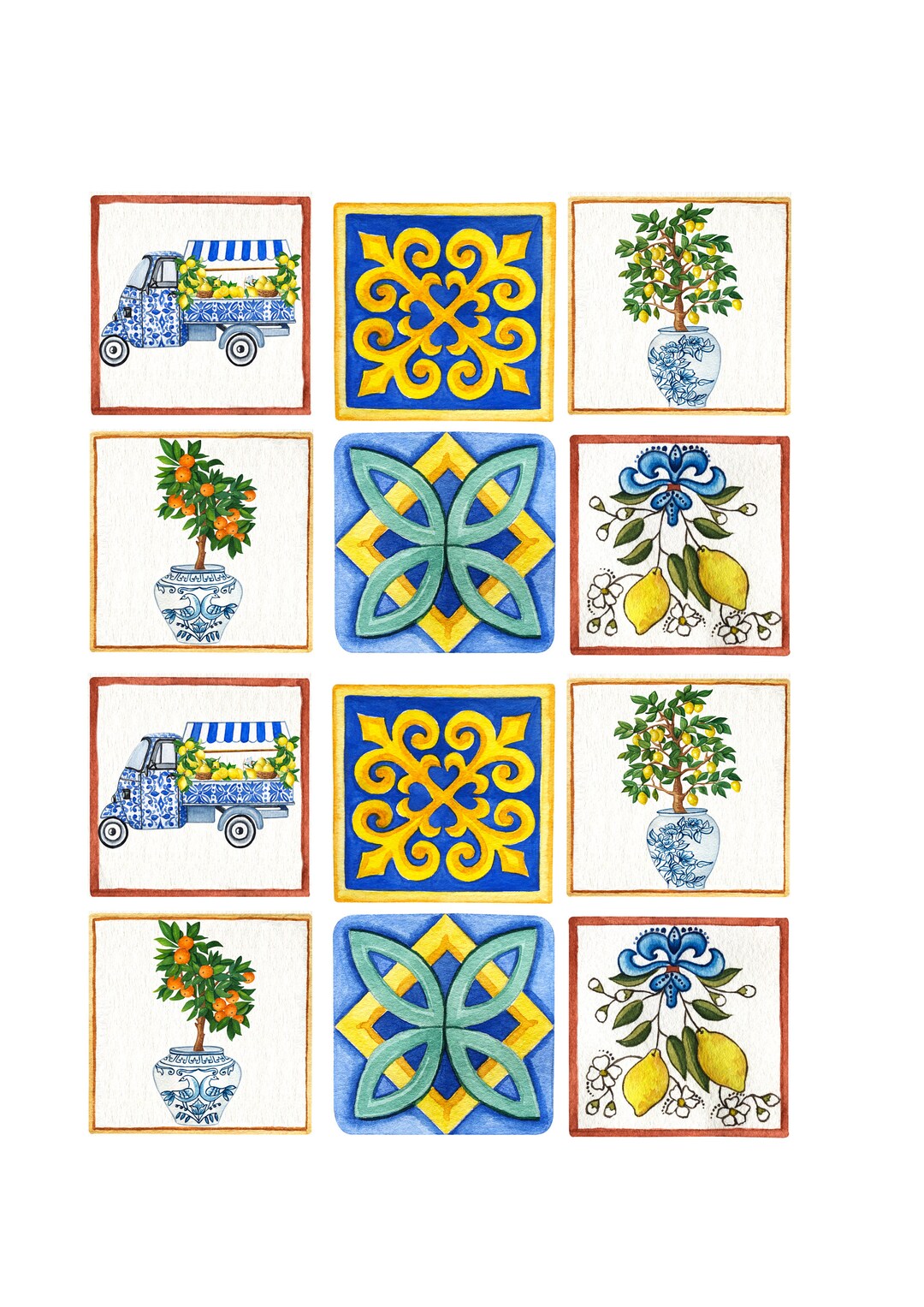 Positano Lemon Edible Image Tiles, Icing Sheets, Frosting Sheet, Edible ...