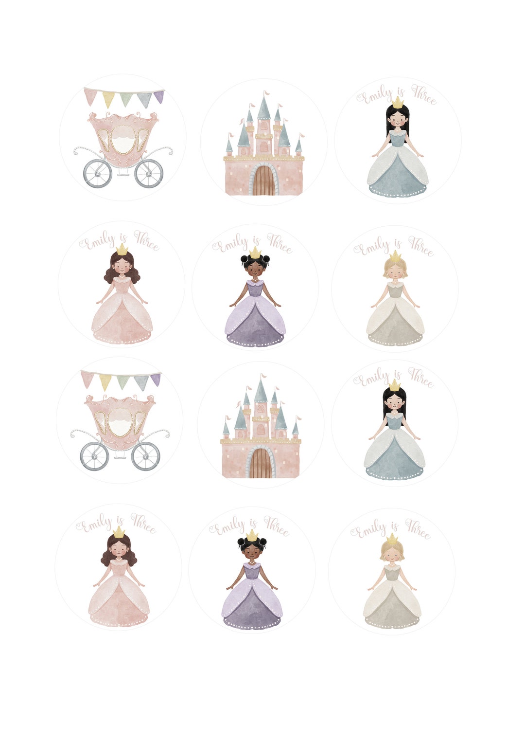 Personalised Princess Edible Image Icing/frosting Toppers - Etsy