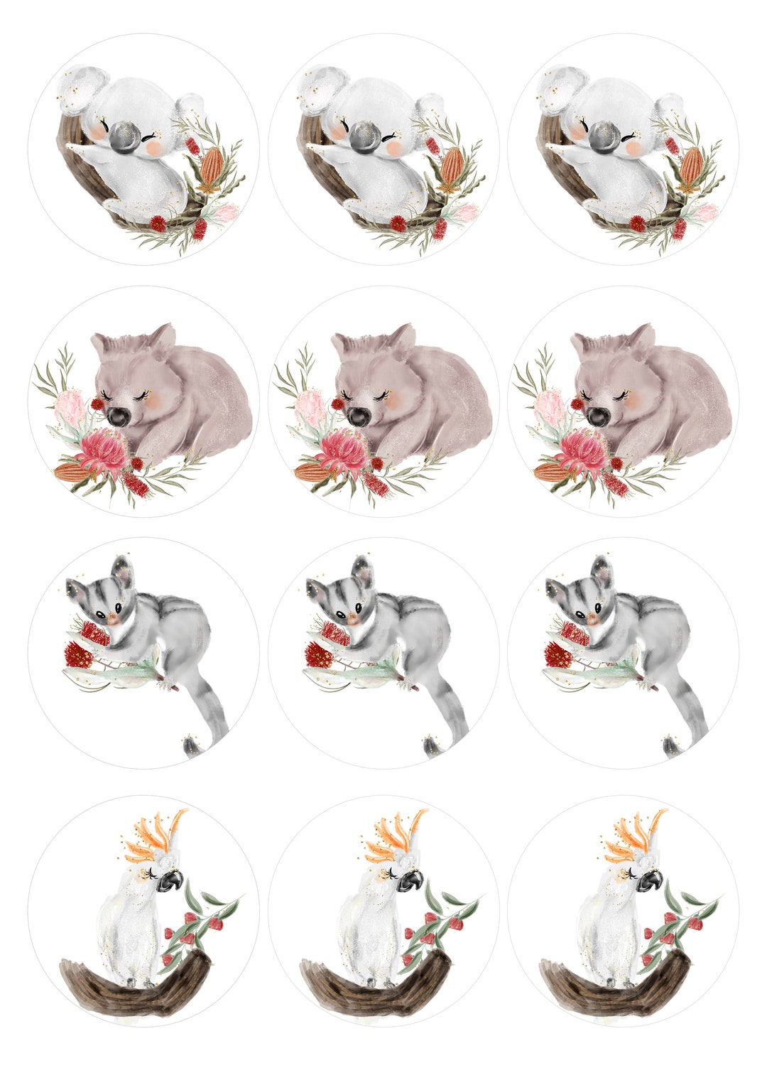 Australian Native Baby Animal Toppers Edible Icing/frosting - Etsy