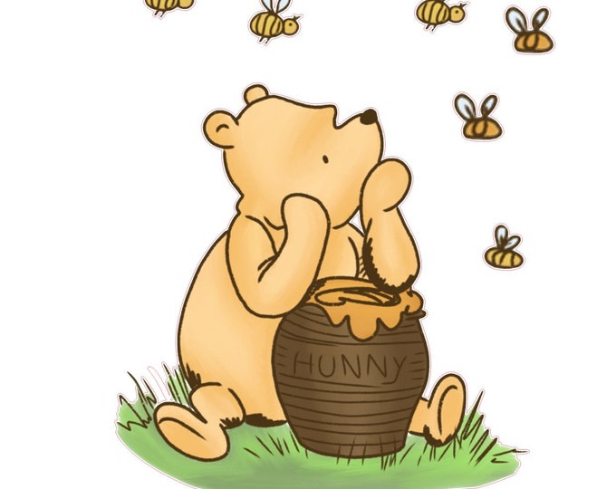 Cake Scene Pre Cut Pooh Bear Honey Pot Edible Image Toppers Etsy