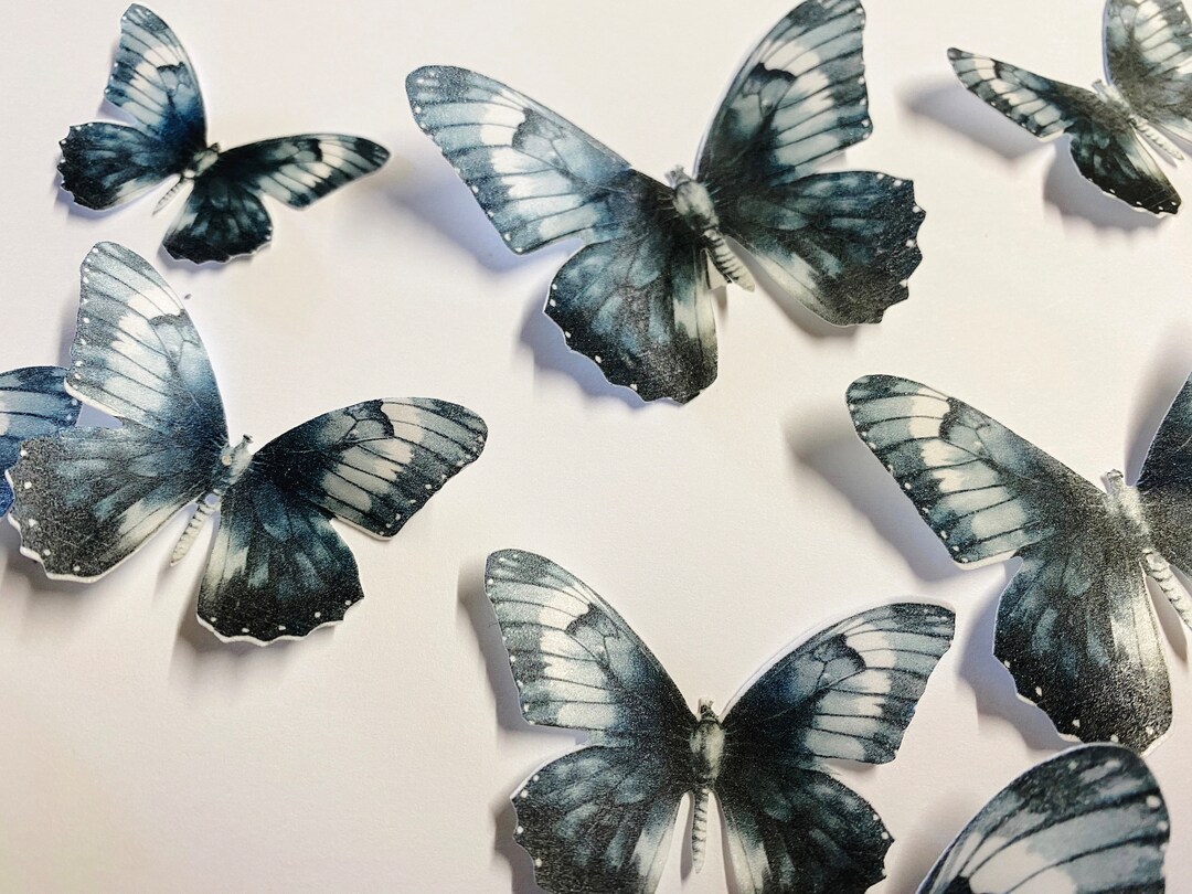 Pack of 20 Black Wafer Paper Die Cut Butterflies, Edible Butterflies ...