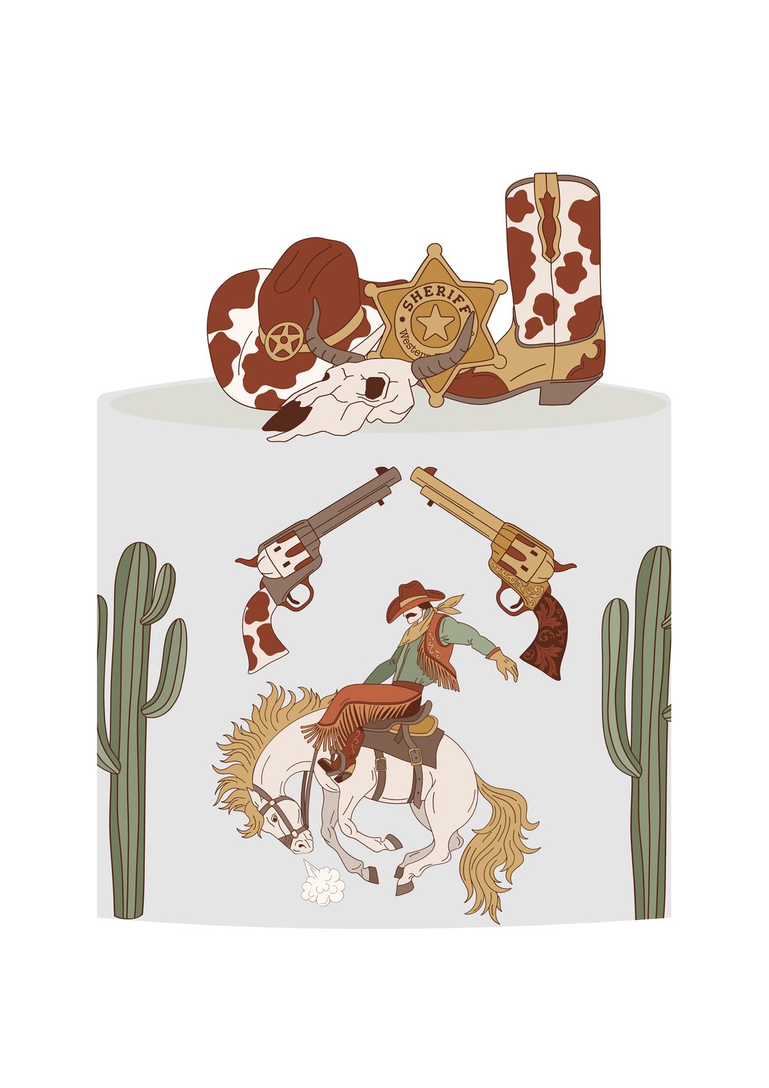 Wild West Edible Cake Scene, Cowboy Cake Toppers, Rodeo Cake ...