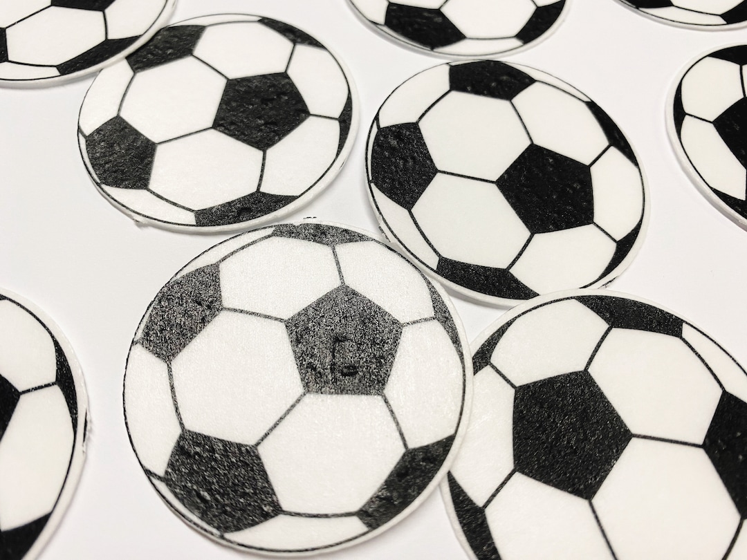 Pack of 21 Die Cut Edible Wafer Soccer Balls, Soccer Ball Cupcake ...