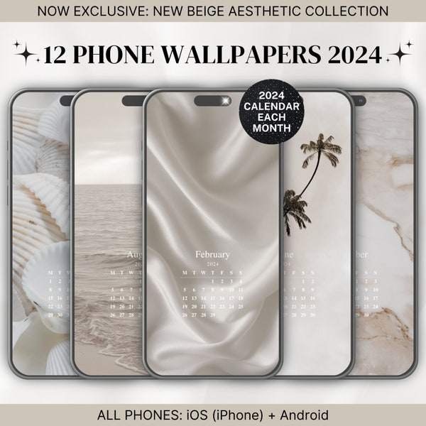 Aesthetic 2024 Calendar iPhone Wallpaper - Etsy