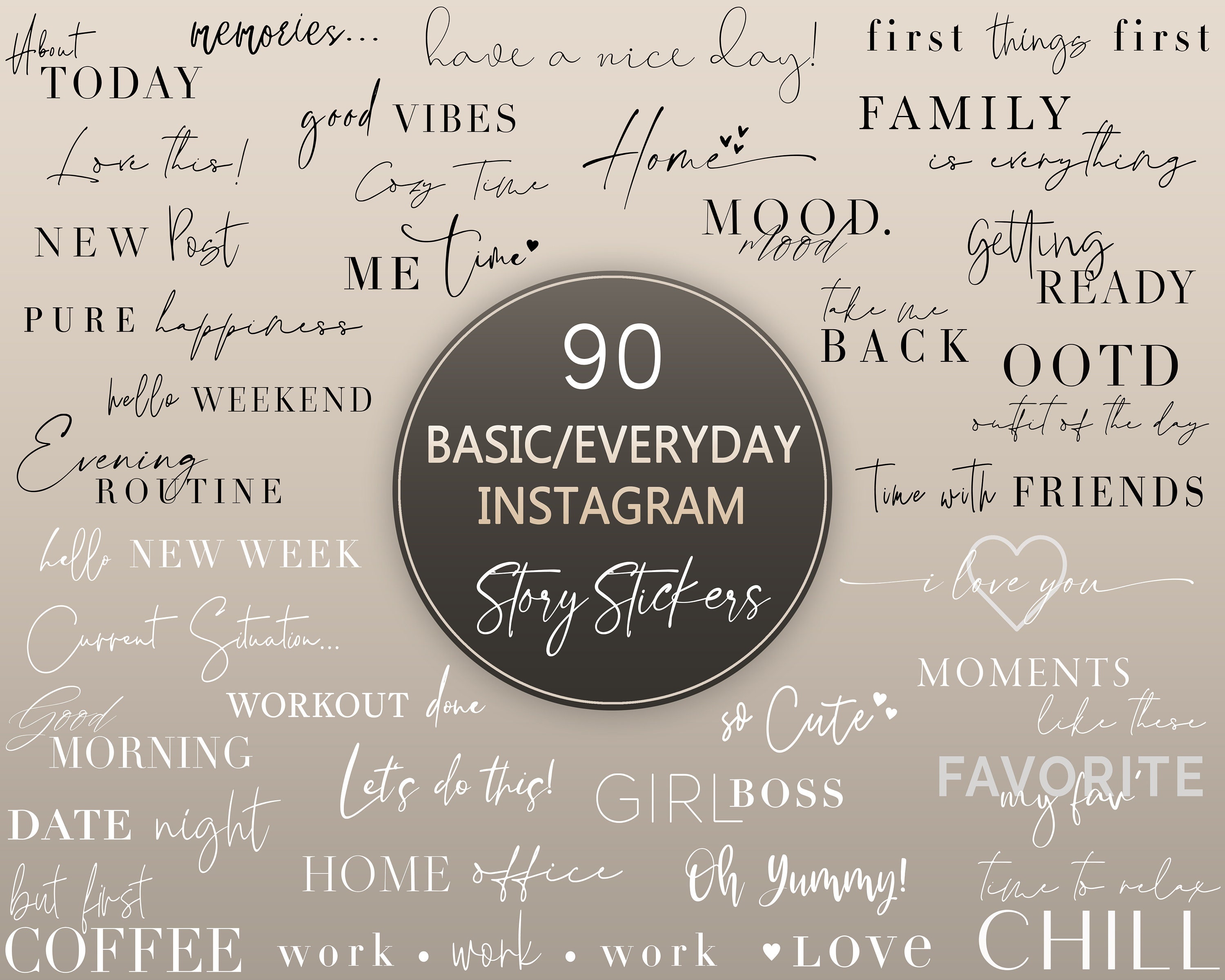 90 Instagram Story Stickers Basic, Daily Story Sticker, Blogger ...