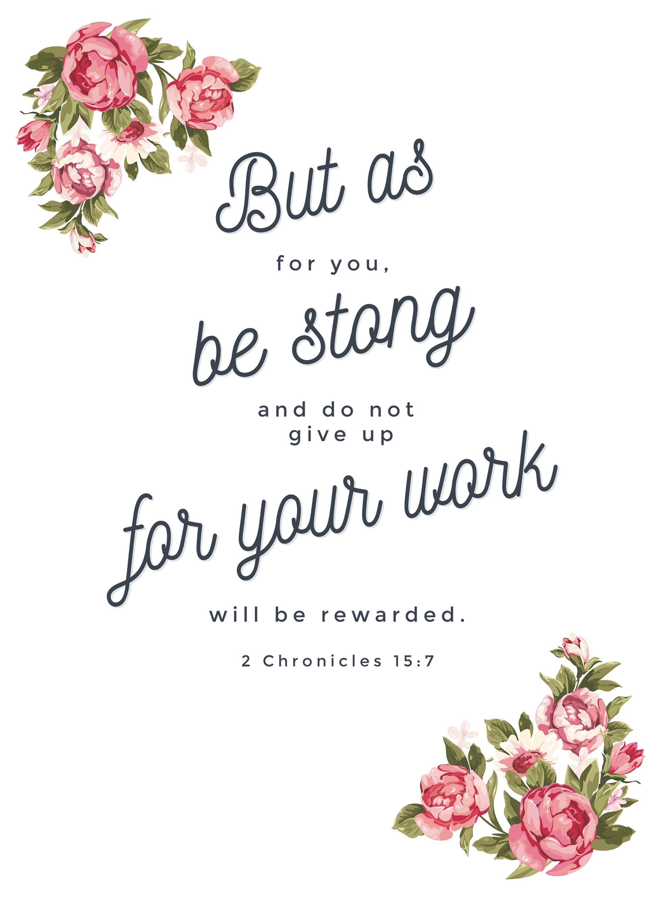 2 Chronicles 15:7 Wall Art Scripture Bible Verse | Etsy