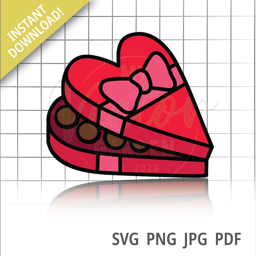 Box of Chocolates Svg, Valentines Svg Chocolate Box Svg Heart Shaped ...