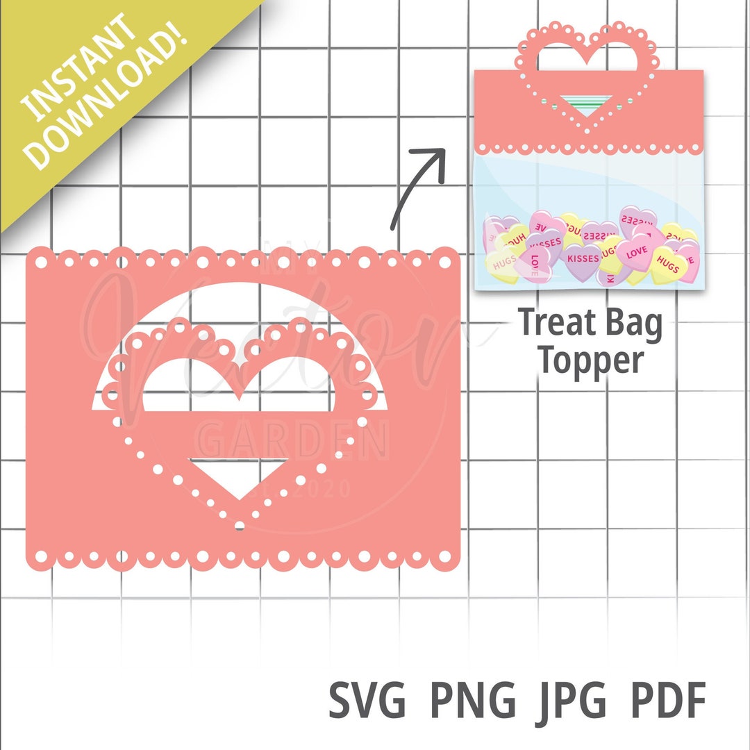 Valentine's Treat Bag Topper Svg, Zipper Baggie Heart Svg Candy Bag Svg ...