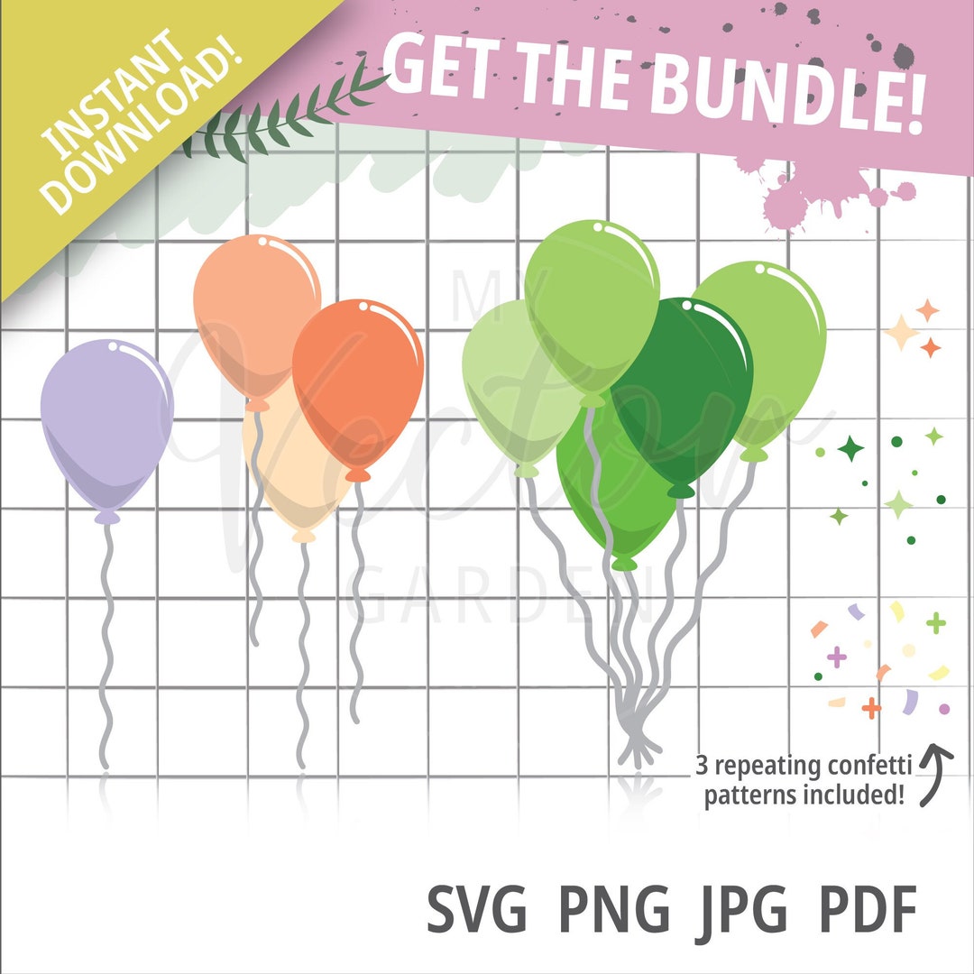 Globos Svg Bundle, Party Svg Balloon Clipart Decoraciones de fiesta de ...