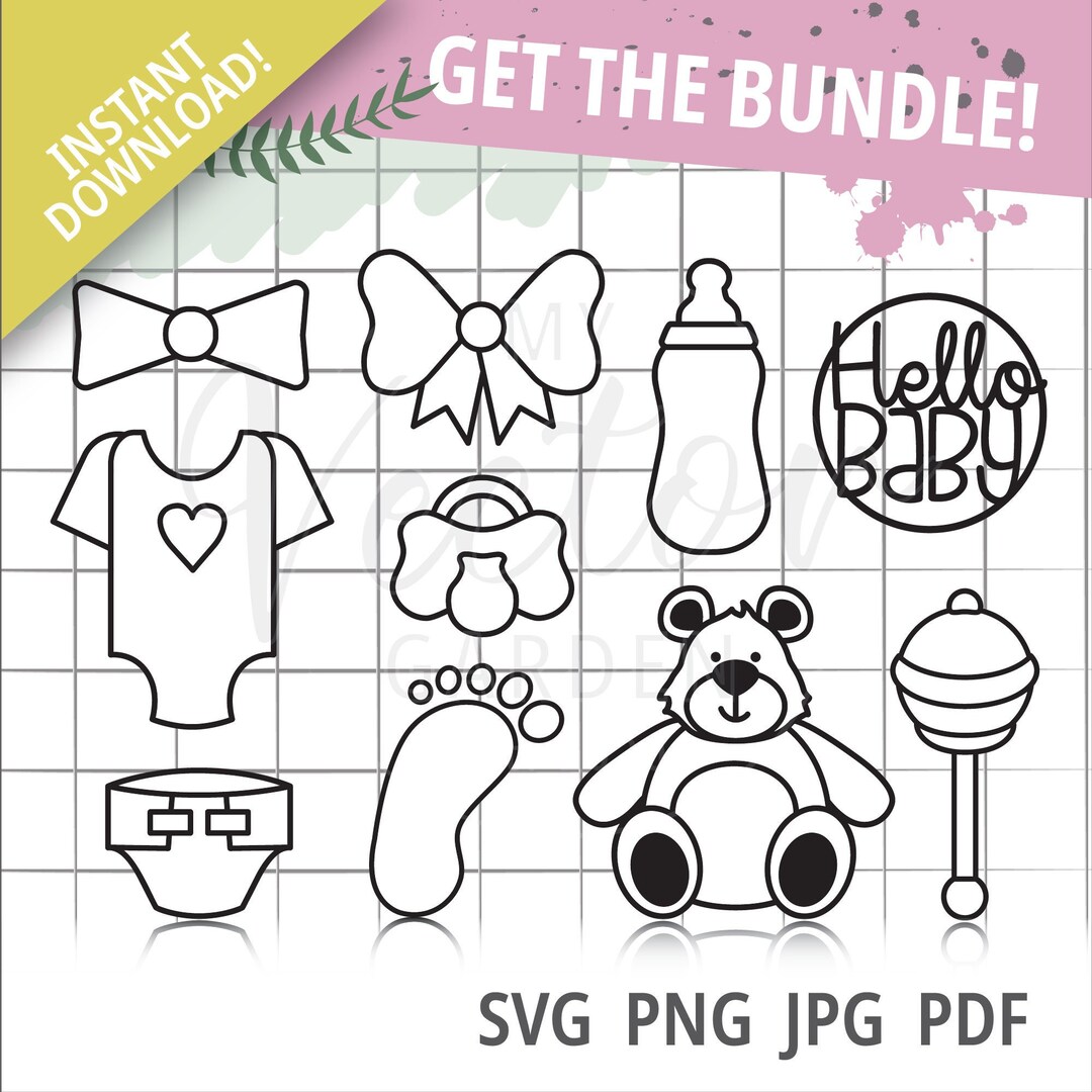 Baby Svg Bundle, Baby Shower Svg Files for Cricut Baby Bottle Svg Baby ...