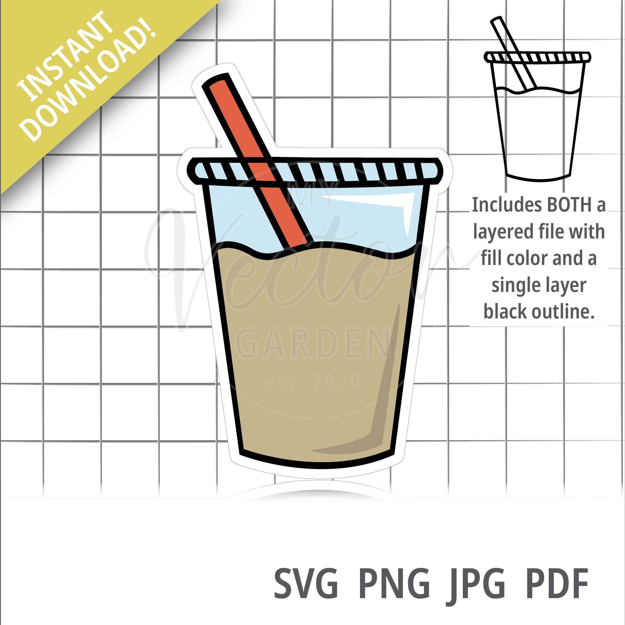 Plastic Cup SVG: Coffee, Soda, Iced Tea Sticker Designs (digital ...