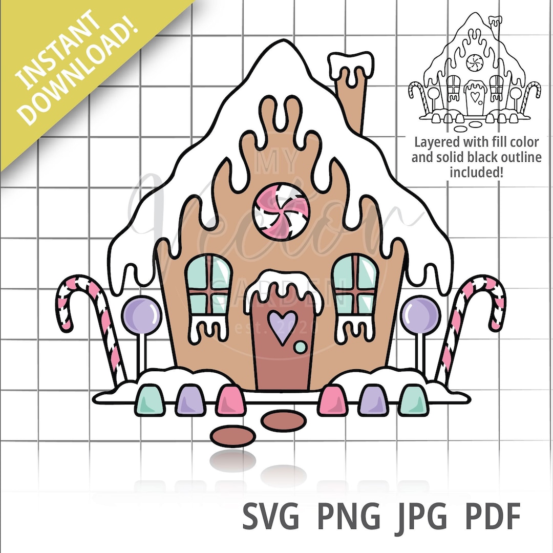 Layered Gingerbread House SVG: 3D Candy House Cut Files (digital ...