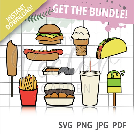 Fast Food Svg Bundle Fast Food Clipart Junk Food Svg - Etsy