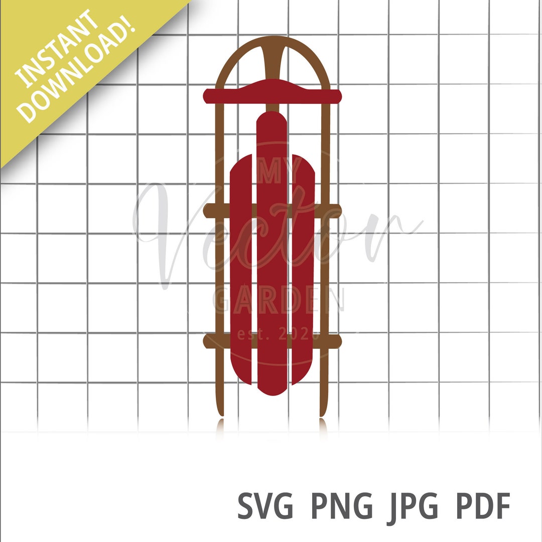 Sled Svg, Runner Sled Clipart Wooden Sled Jpg Sleigh Ride Png Toboggan ...