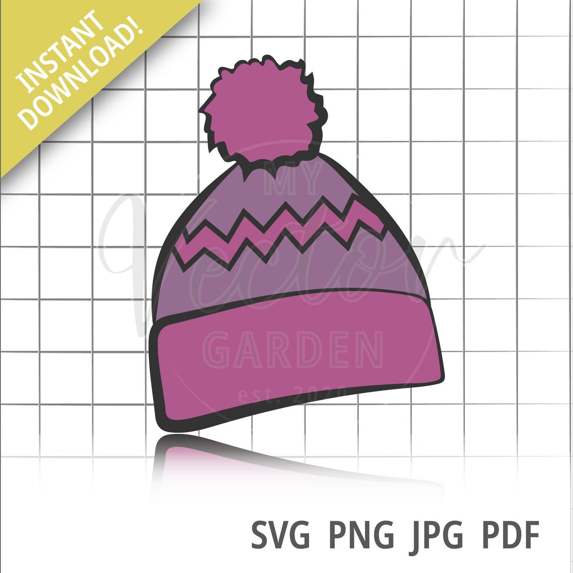 Winter Hat Svg Knit Hat Png Cold Weather Clothes Hat With Pom | Etsy