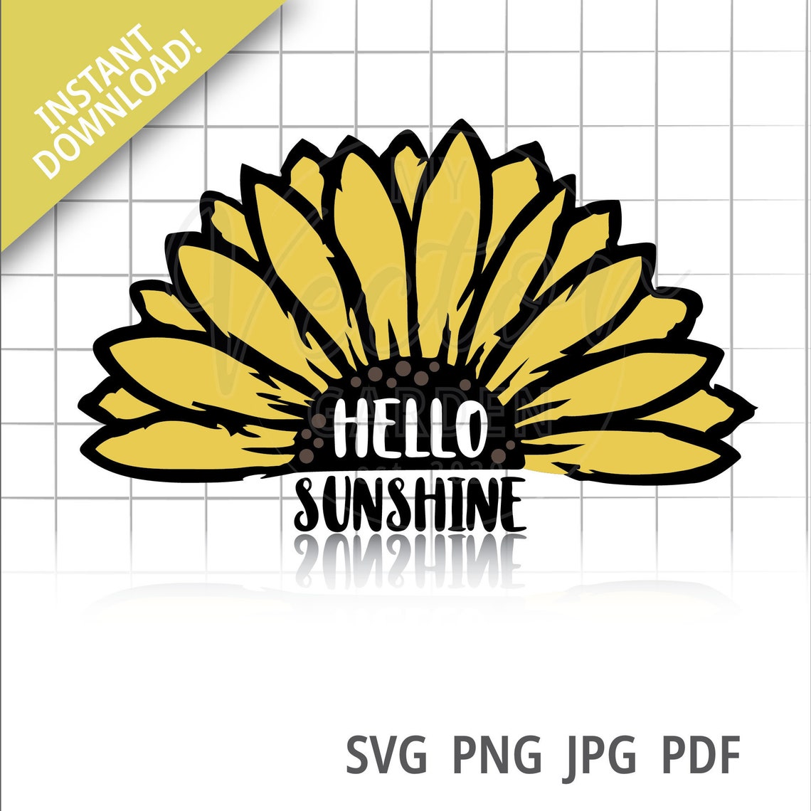 Hello Sunshine Svg Sunflower Cut File Distressed Flower Jpg - Etsy