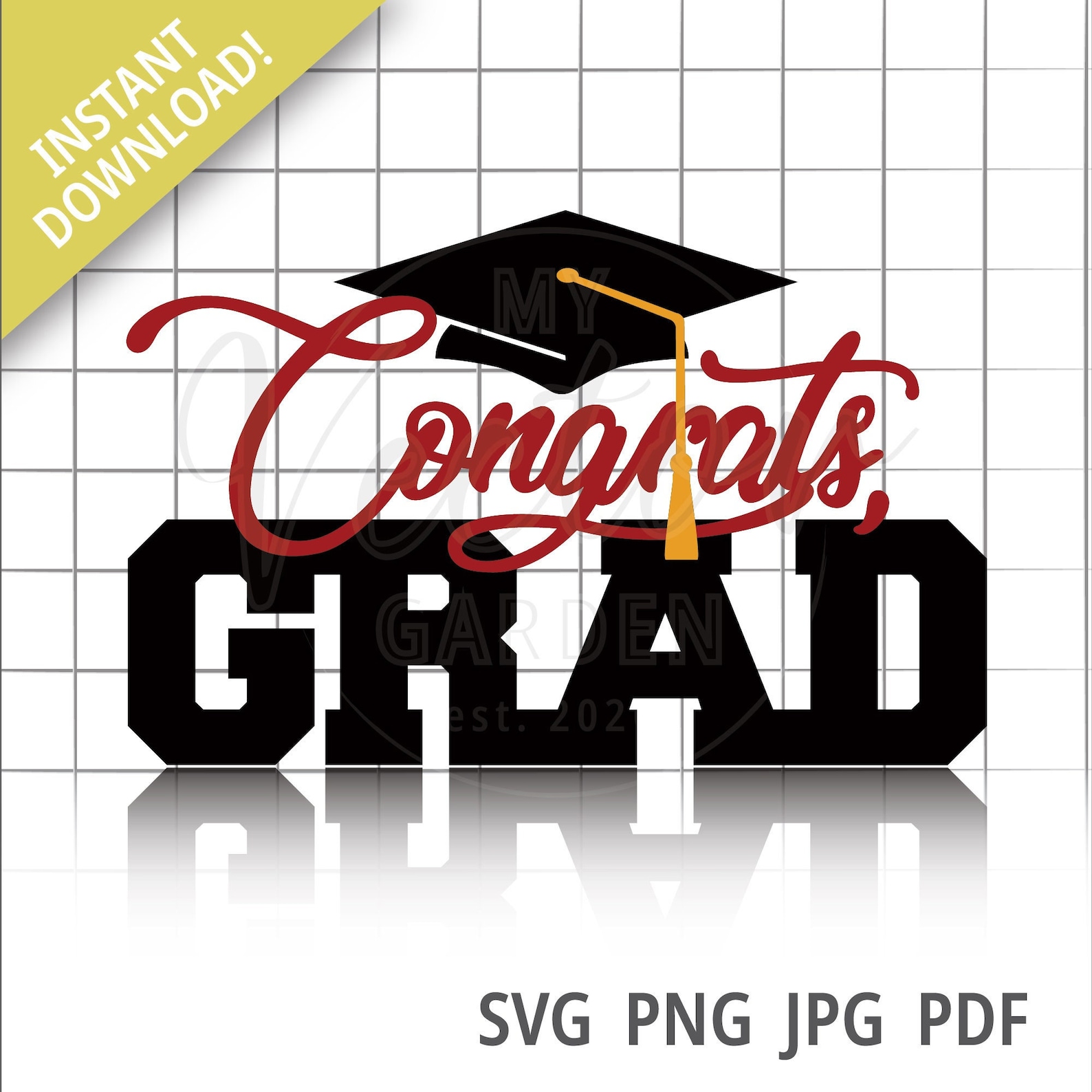 Congrats Grad SVG: Graduation Party Decor, Cake Topper (digital ...