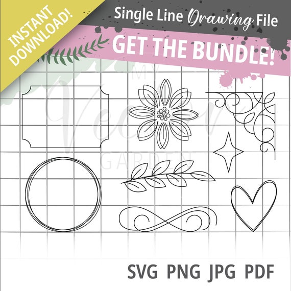 Single Line Drawing Elements Bundle Drawing File Basic - Etsy