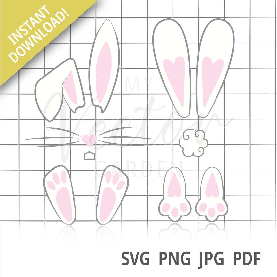 Easter Bunny Svg Rabbit Ears Png Bunny Feet and Ears Svg | Etsy