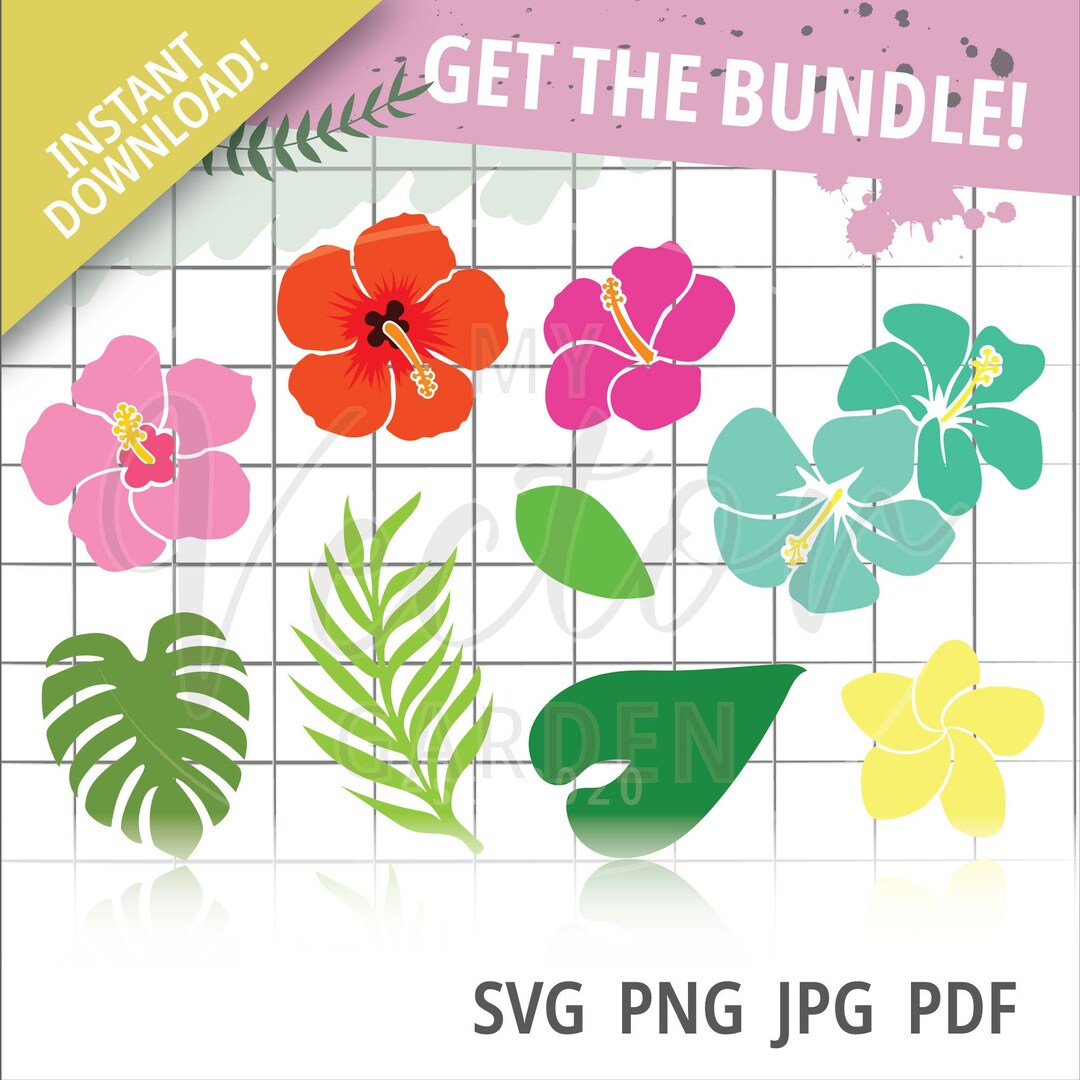 Hawaiian Flower Svg Bundle, Summer Flowers Svg Beach Svg Bundle ...