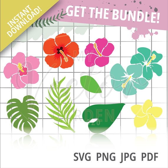 Hawaiian Flower Svg Bundle Summer Flowers Svg Beach Svg - Etsy